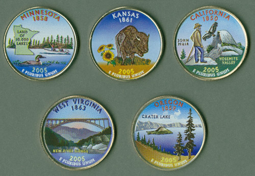 CN200525C - 2005 Colorized U.S. State Quarters, Set of 5 - Mystic Stamp ...