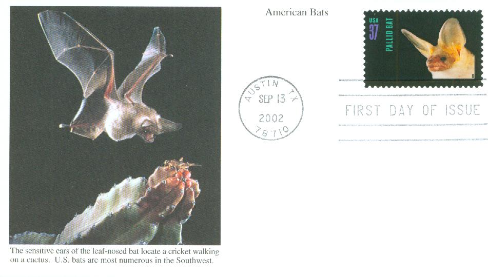 3663 - 2002 37c American Bats: Pallid Bat - Mystic Stamp Company