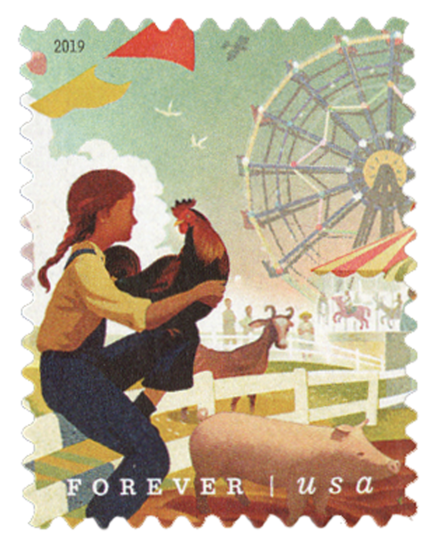 5402 - 2019 First-Class Forever Stamp - State and County Fairs: Girl ...