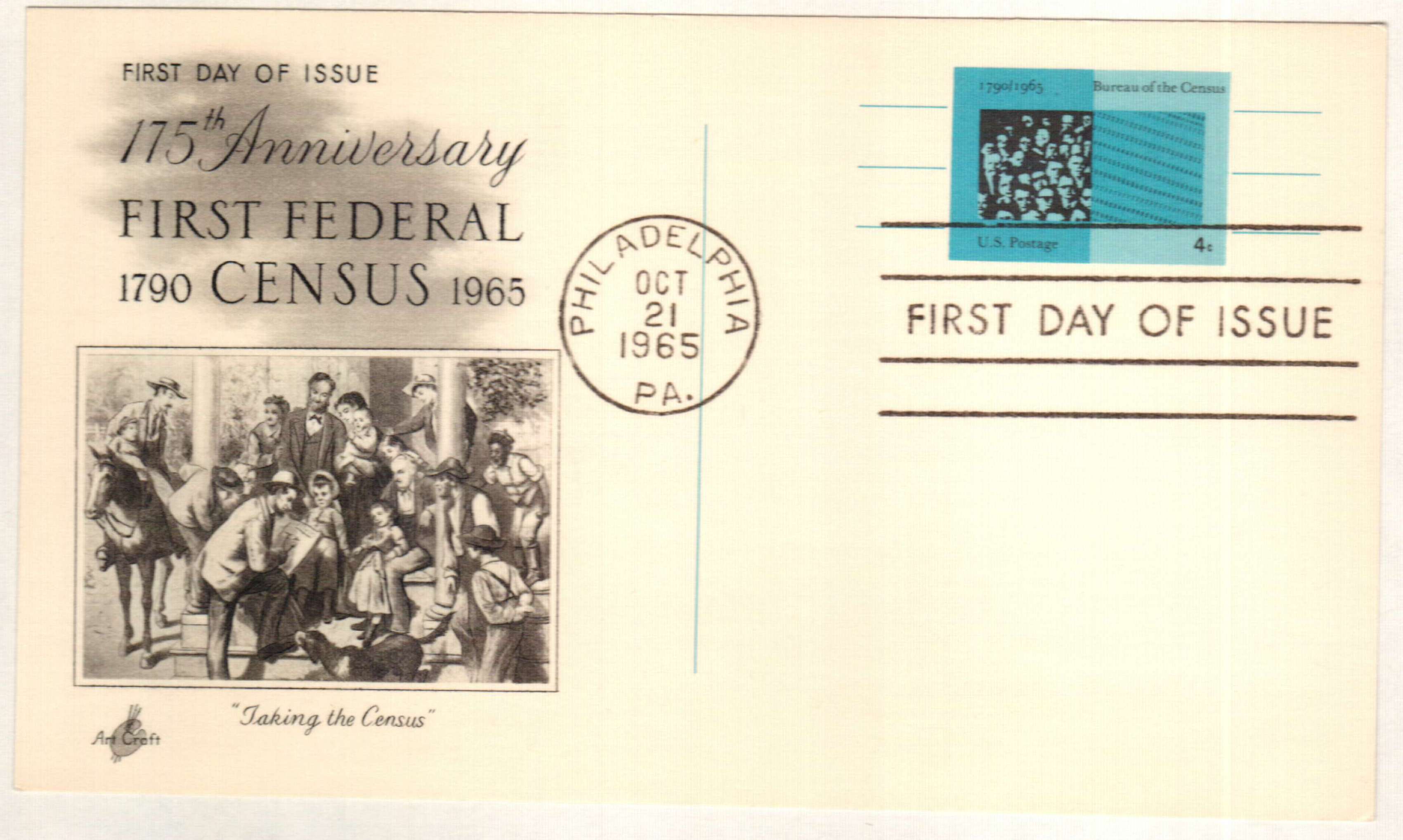 UX53 - 1965 4c Postal Card - Bureau of Census - Mystic Stamp Company