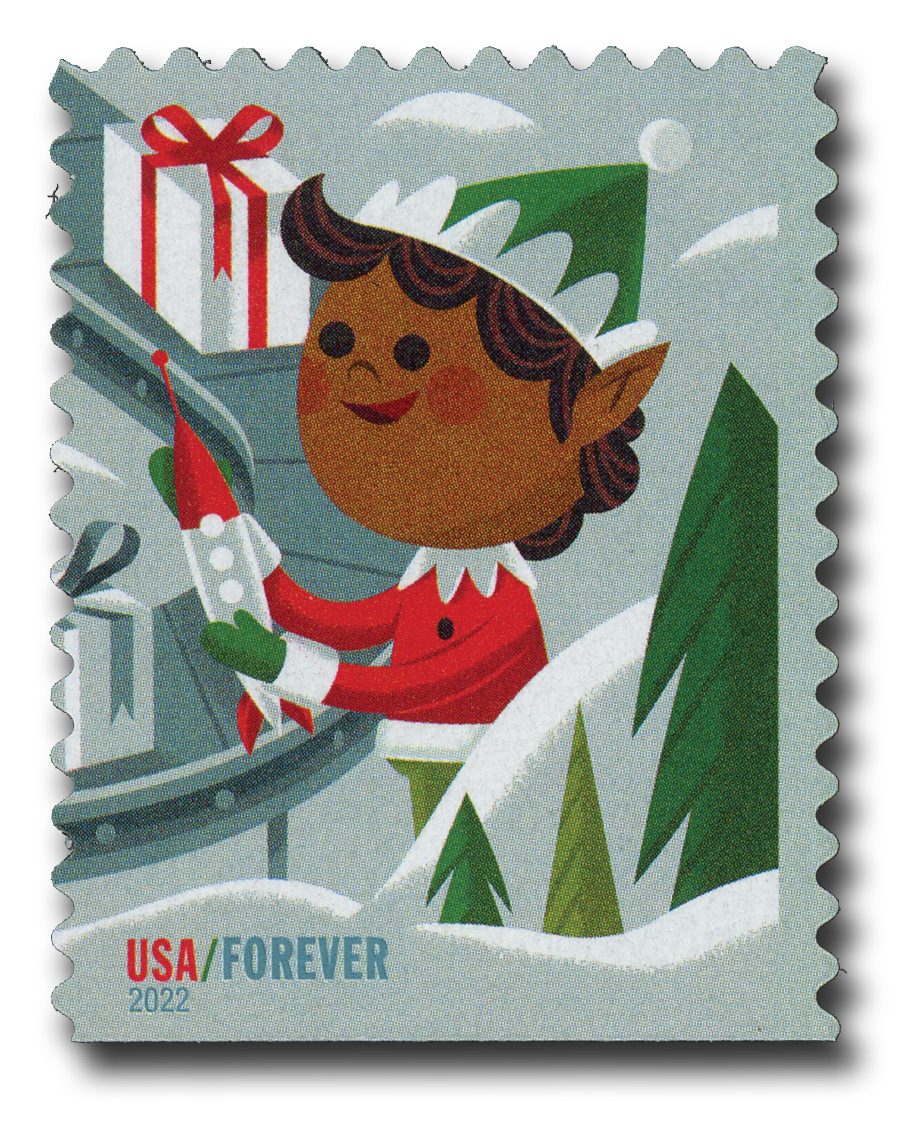 5725 - 2022 First-Class Forever Stamps - Christmas Elves: Elf with ...