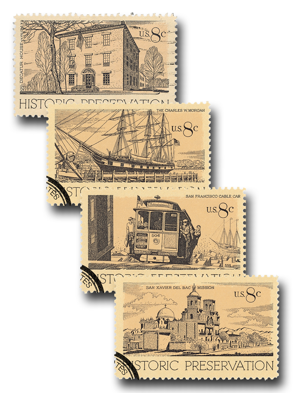 1440-43 - 1971 8c Historic Preservation - Mystic Stamp Company