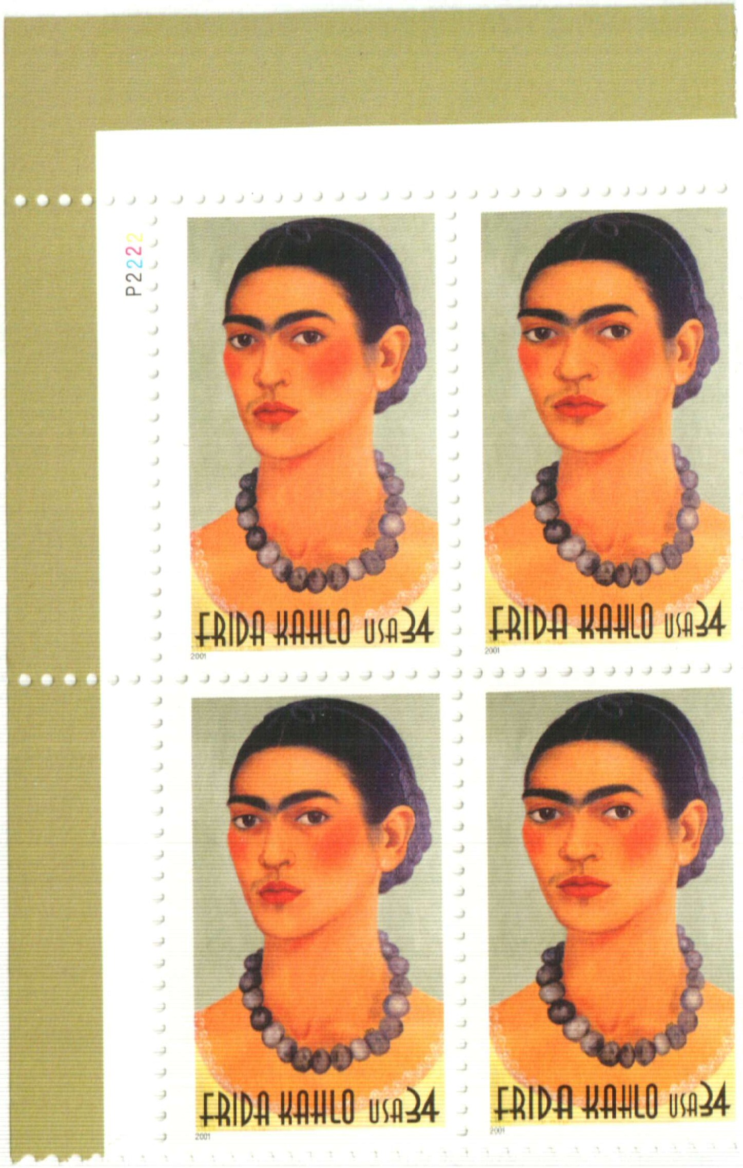 3509 - 2001 34c Frida Kahlo - Mystic Stamp Company