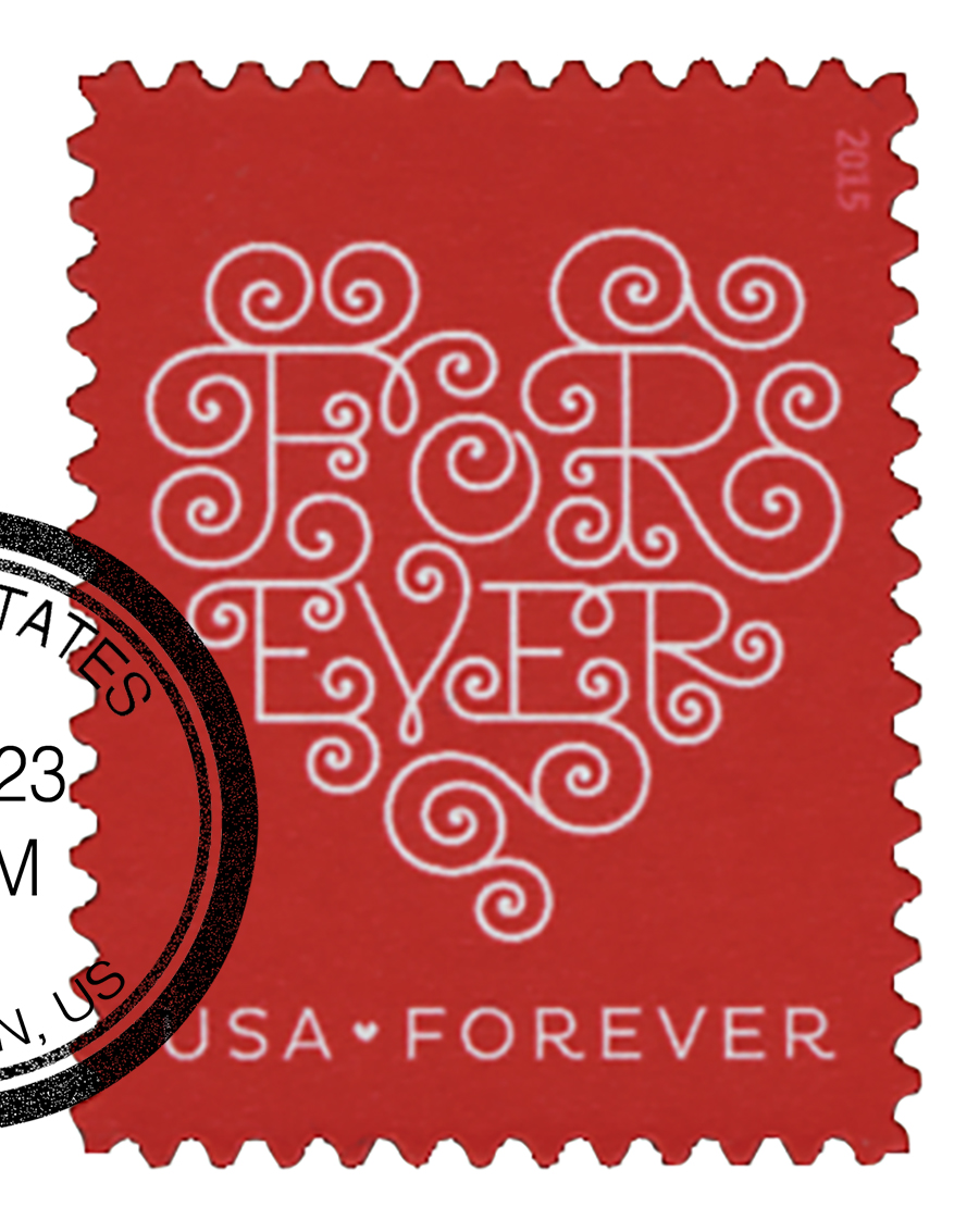 4955 - 2015 First-Class Forever Stamp - Love Series: Red Forever Heart ...