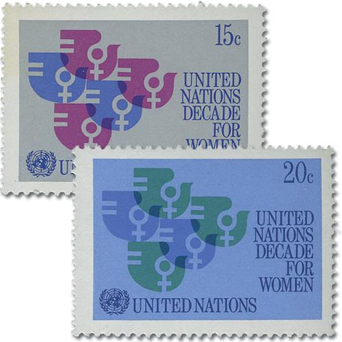 UN318-19 - 1980 Decade for Women - Mystic Stamp Company