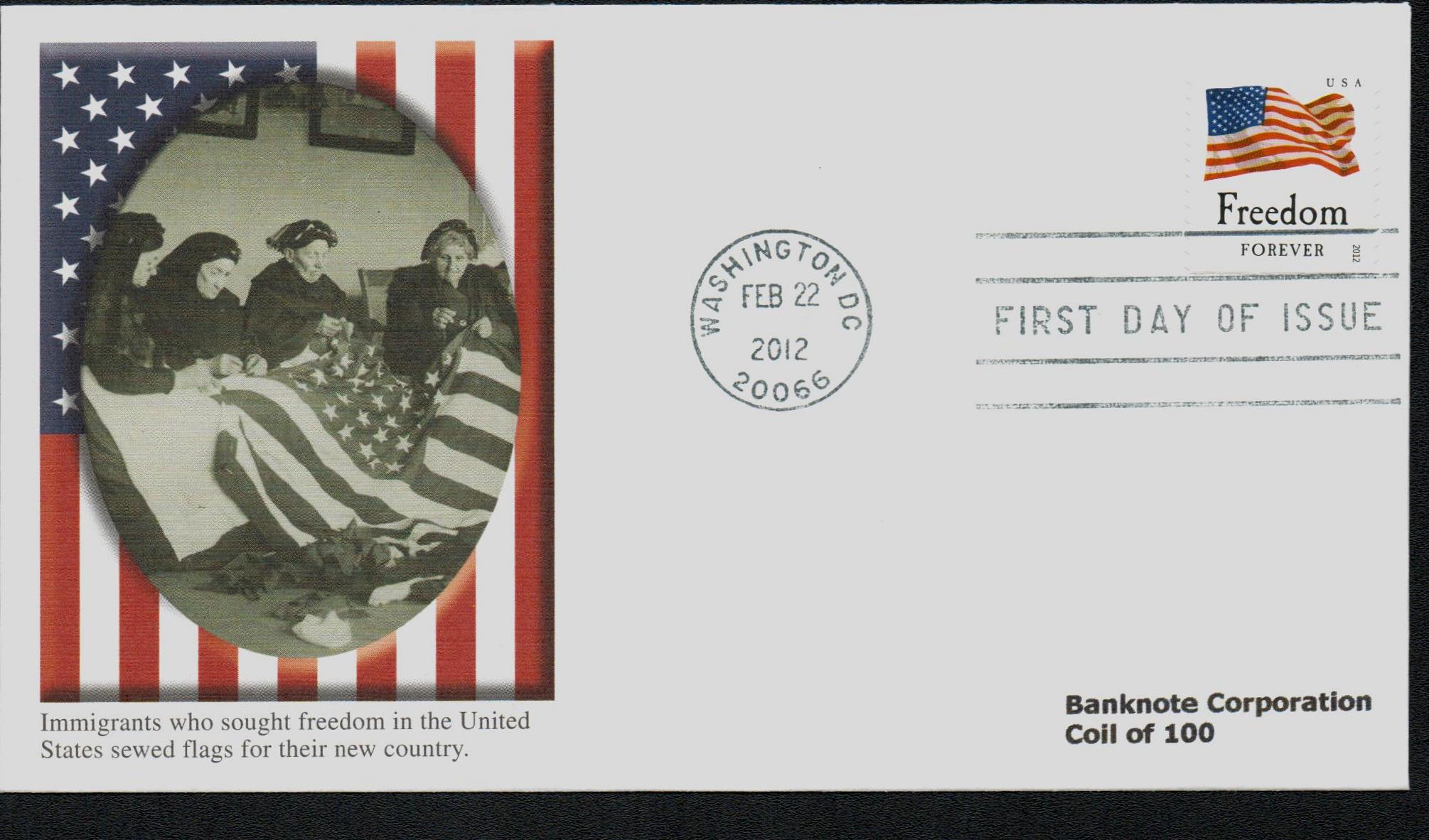 4639 - 2012 First-Class Forever Stamp - Flag and "Freedom" (Sennett ...