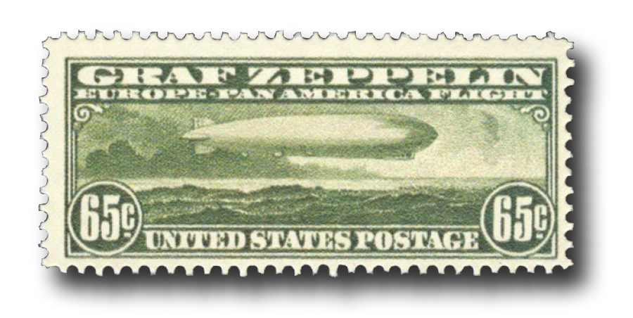 C13 Repro - 1930 65c Graf Zeppelin (C13) Reproduction, green - Mystic ...