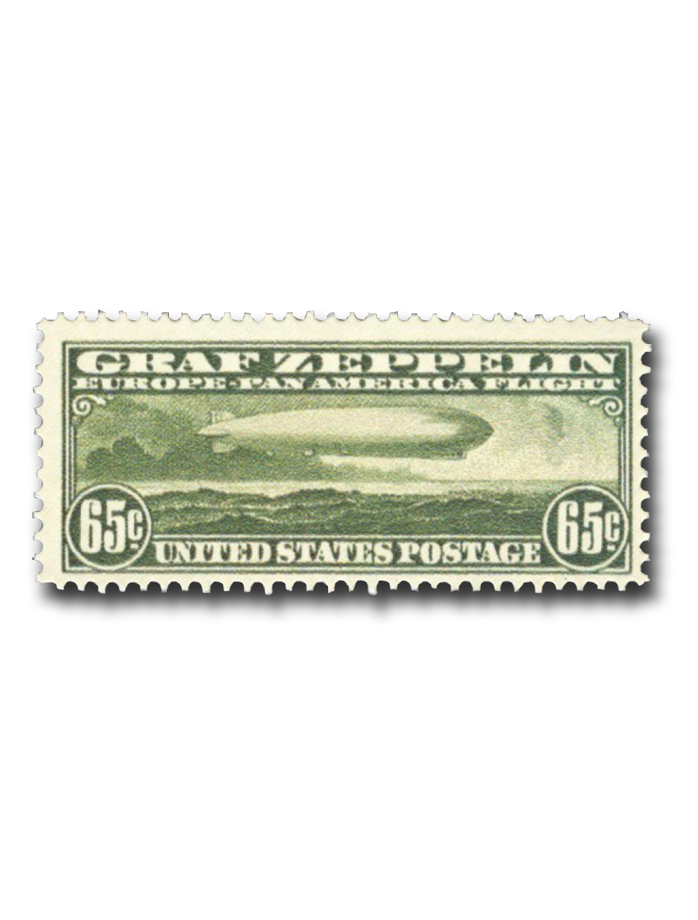 C13 Repro - 1930 65c Graf Zeppelin (C13) Reproduction, green - Mystic ...