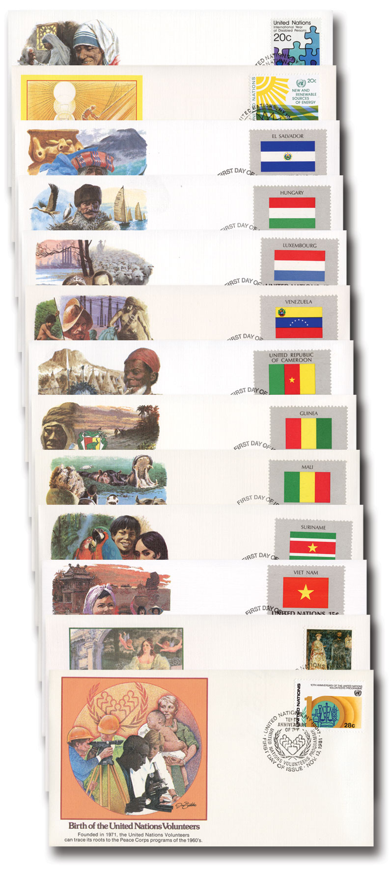 49811 - UN 1981 Year Set, 25 First Day Covers - Mystic Stamp Company