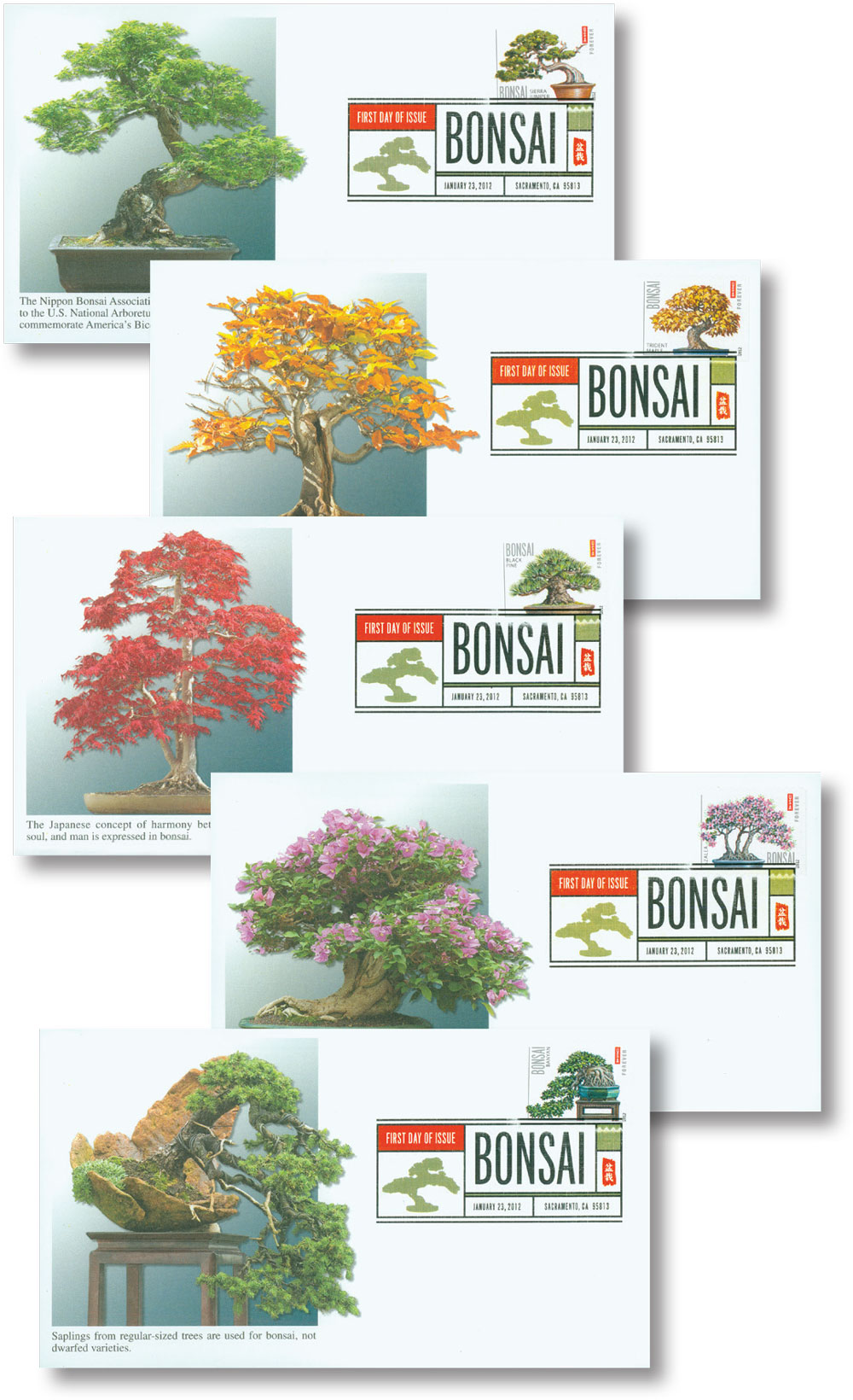 4618-22 - 2012 First-Class Forever Stamp - Bonsai Trees - Mystic Stamp ...