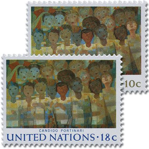 UN247-48 - 1974 Peace Mural - Mystic Stamp Company