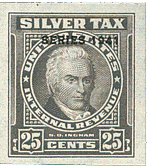 RG66 - 1941 25c Silver Tax, gray, overprint '1941' - Mystic Stamp Company