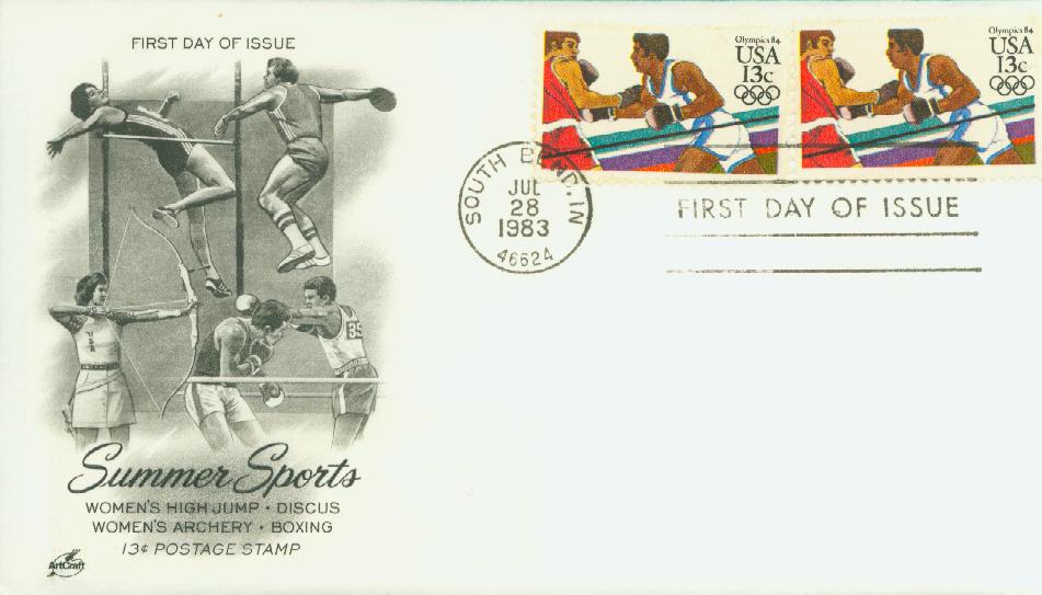 2051 - 1983 13c Los Angeles Summer Olympics: Boxing - Mystic Stamp Company