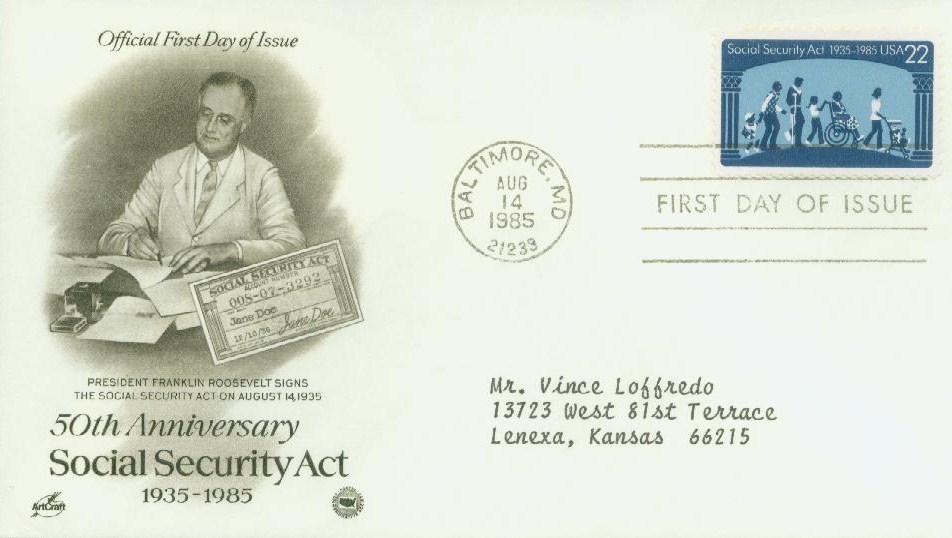 2153 - 1985 22c Social Security Act - Mystic Stamp Company