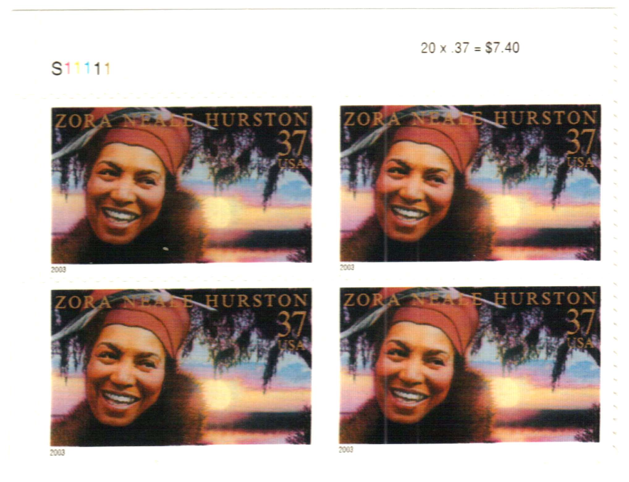 3748 - 2003 37c Literary Arts: Zora Neale Hurston - Mystic Stamp Company