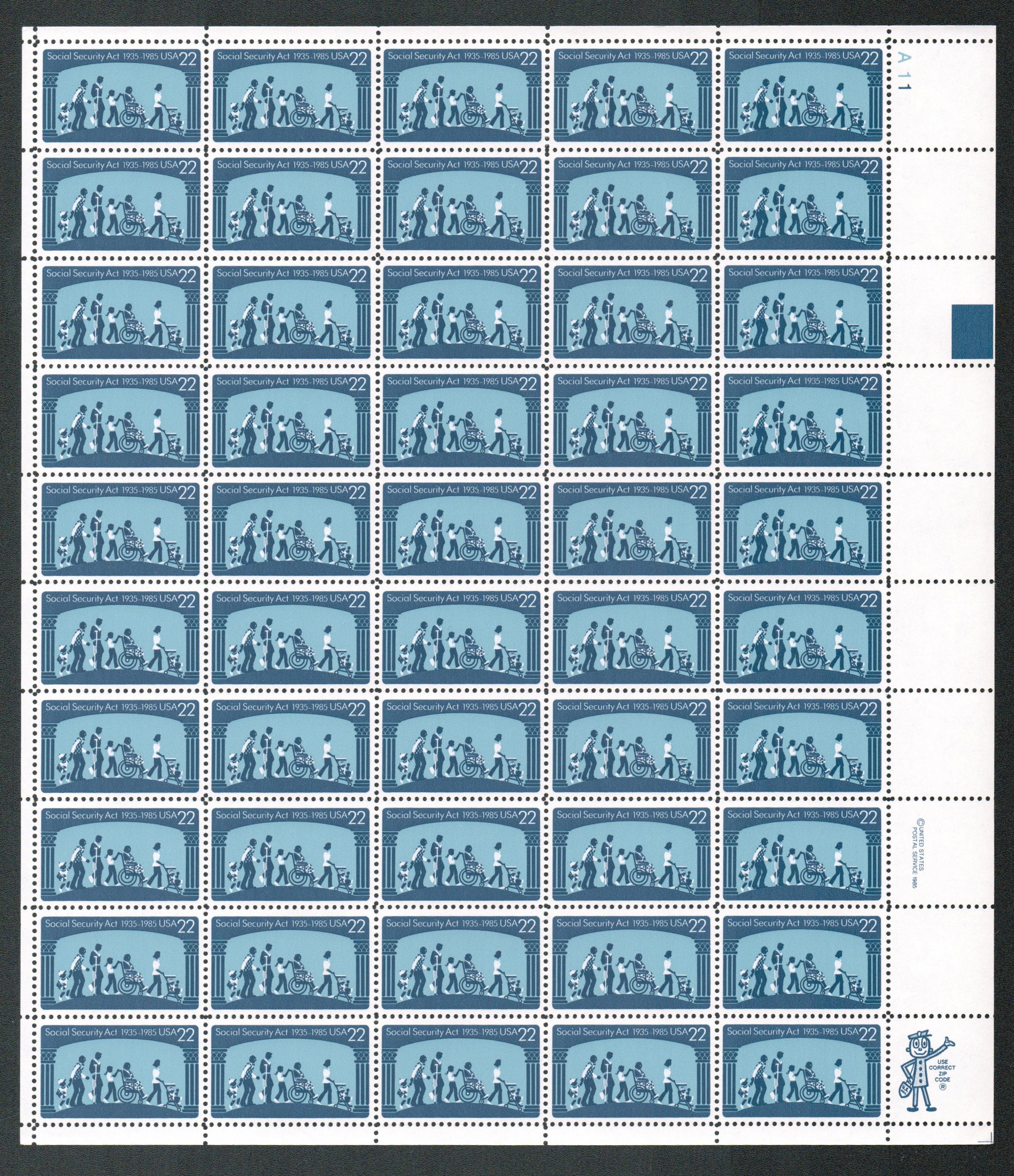 2153 - 1985 22c Social Security Act - Mystic Stamp Company