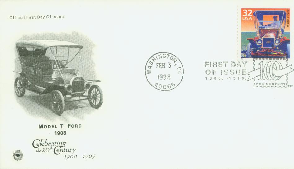 3182a - 1998 32c Celebrate the Century - 1900s: Model T Ford - Mystic ...