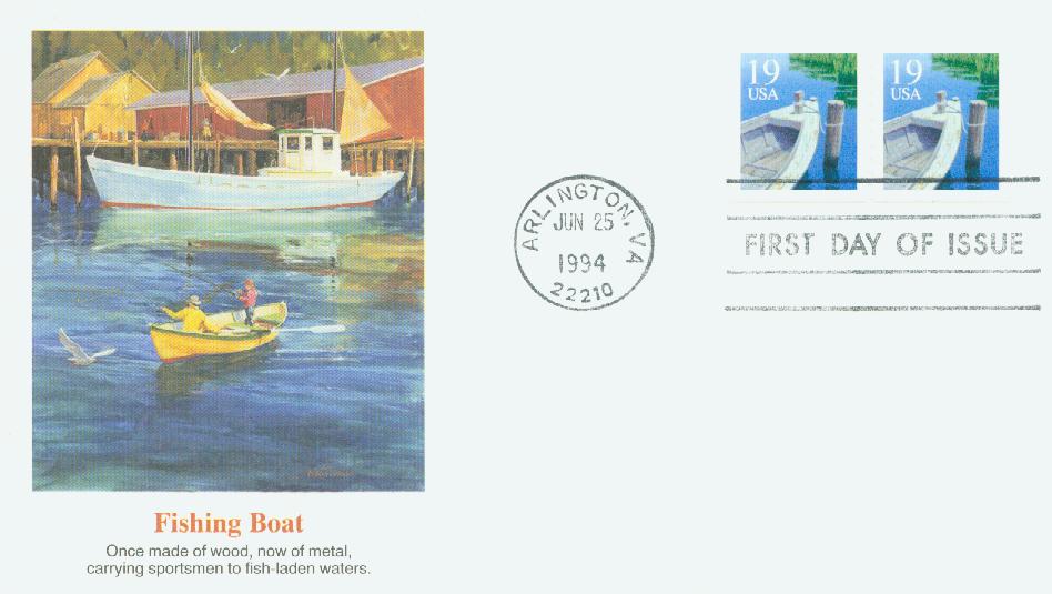 2529C - 1994 19c Fishing Boat, coil, Type II - Mystic Stamp Company