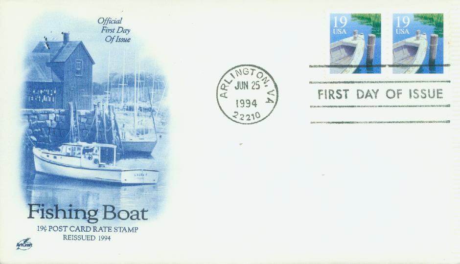 2529C - 1994 19c Fishing Boat, coil, Type II - Mystic Stamp Company