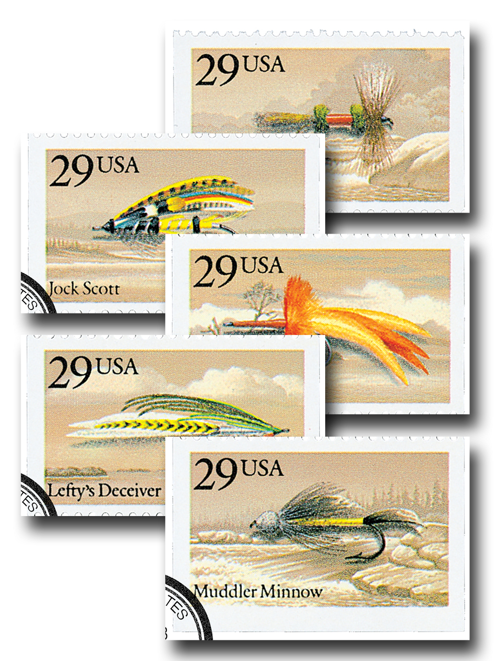 2545-49 - 1991 29c Fishing Flies - Mystic Stamp Company