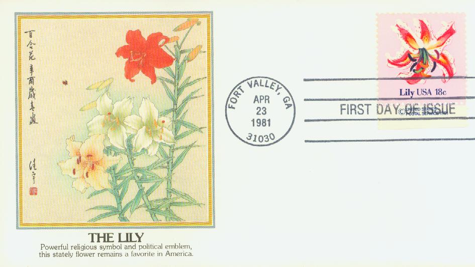 1879 - 1981 18c Flowers: Lily - Mystic Stamp Company