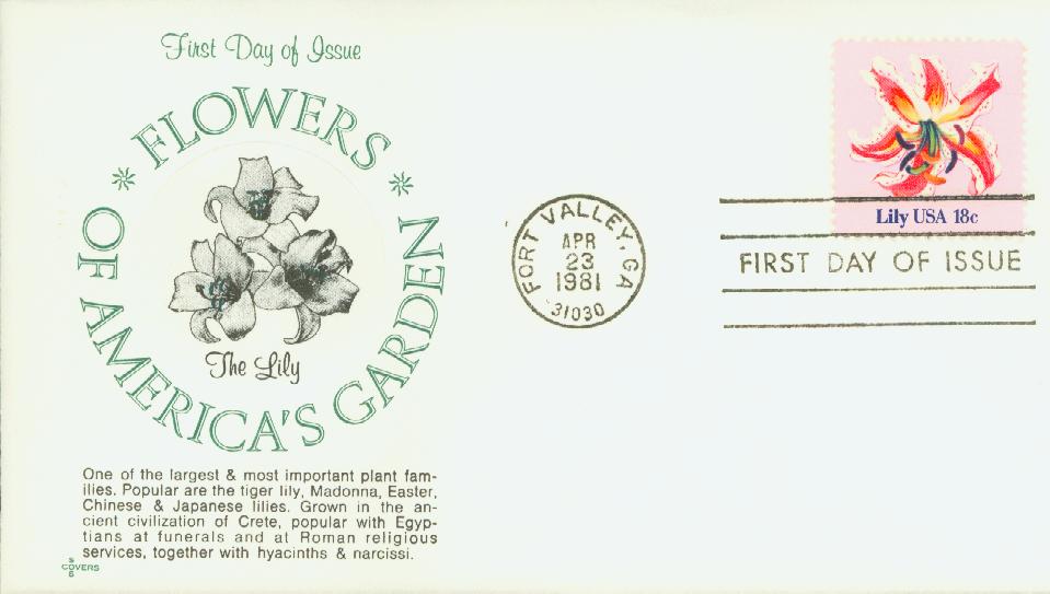 1879 - 1981 18c Flowers: Lily - Mystic Stamp Company