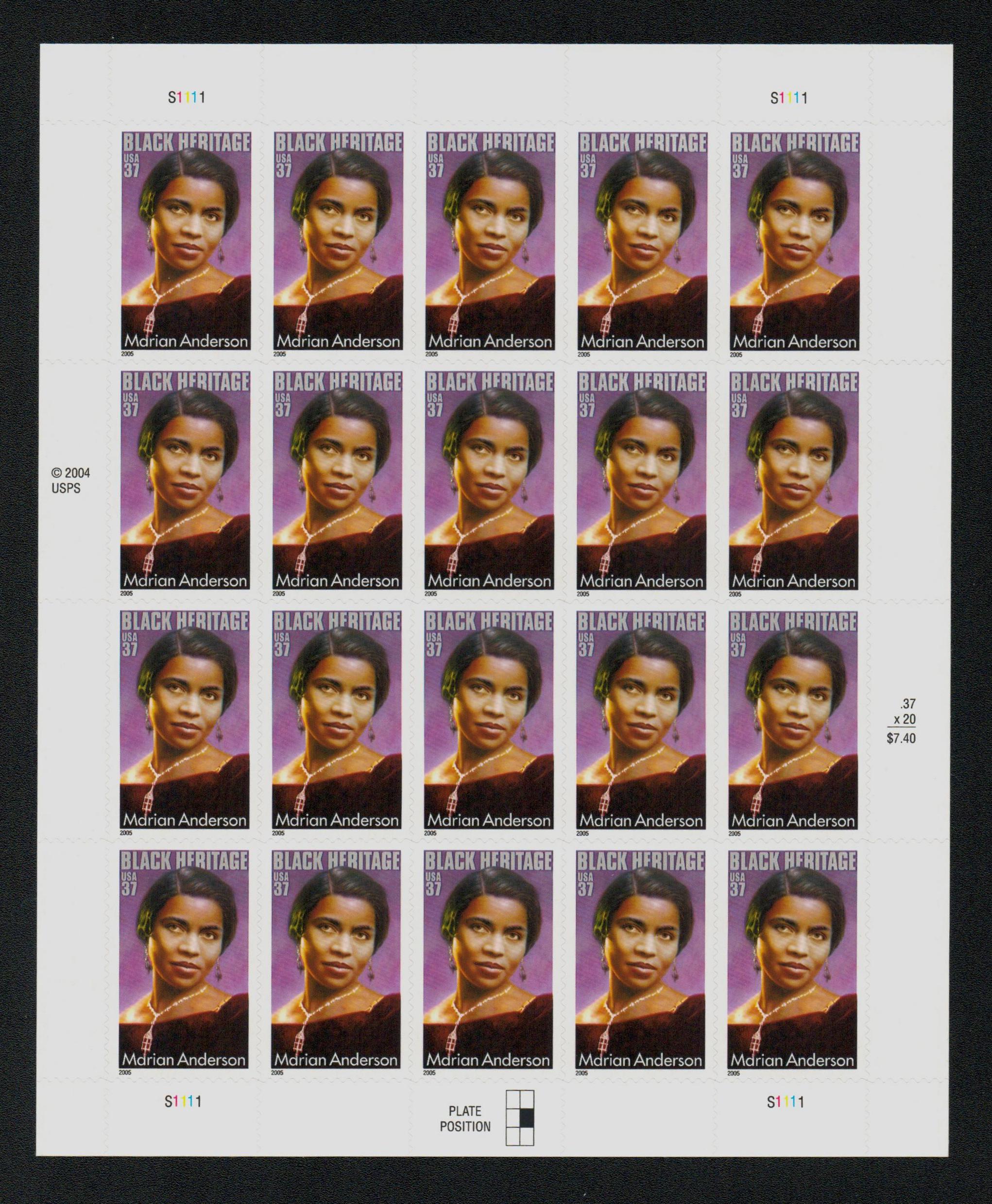 3896 - 2005 37c Black Heritage: Marian Anderson - Mystic Stamp Company