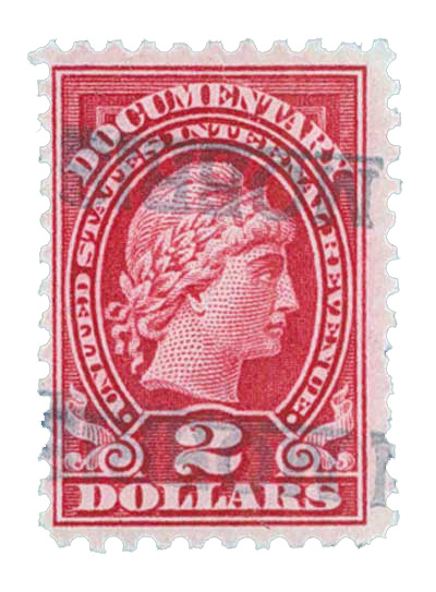 R258 - 1928-29 $2 US Internal Revenue Stamp - graved, perf 10, rose ...