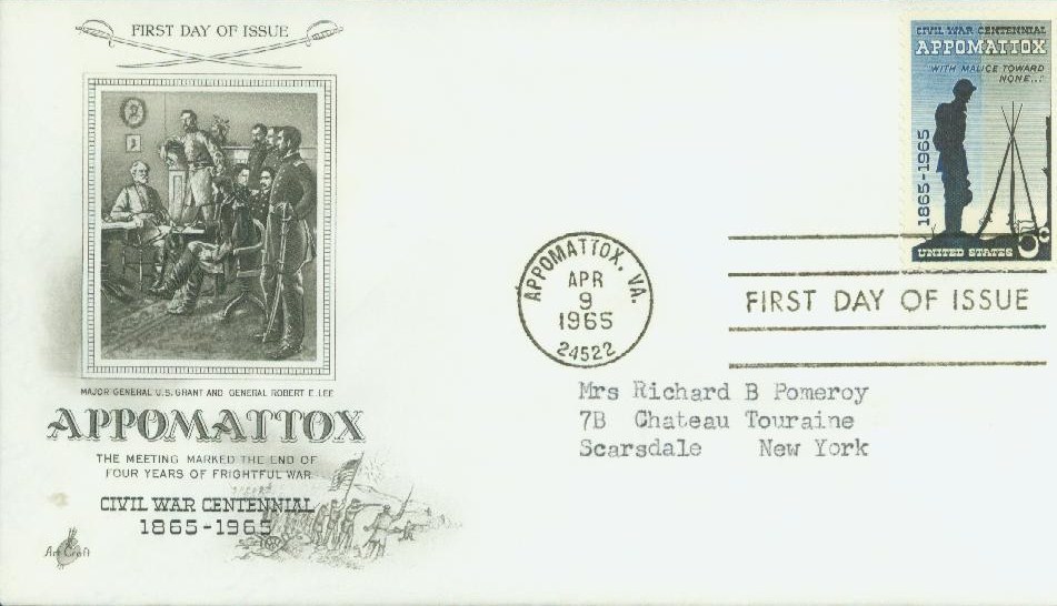 1182 - 1965 5c Civil War Centennial: Surrender at Appomattox - Mystic ...