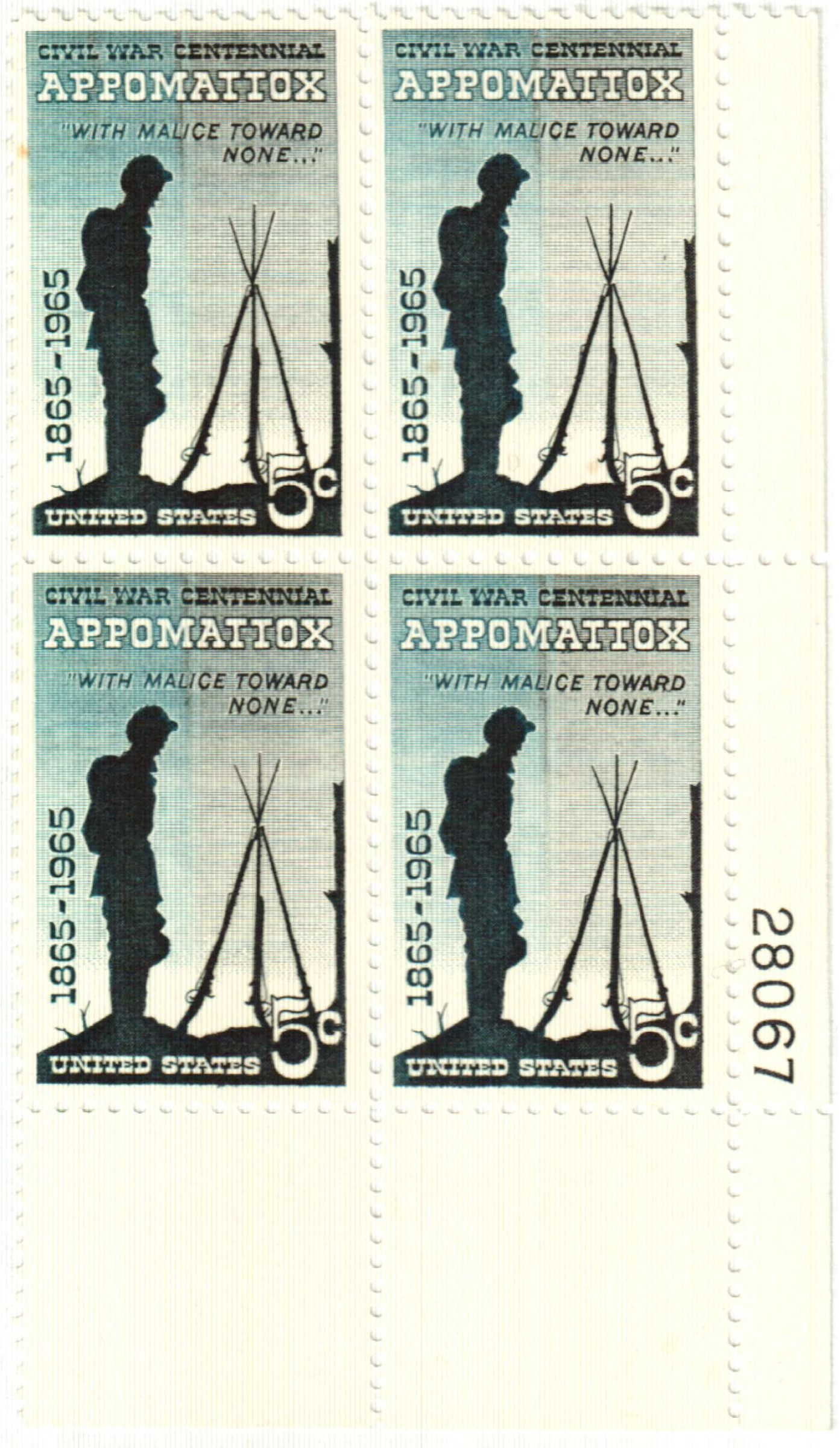 1182 - 1965 5c Civil War Centennial: Surrender at Appomattox - Mystic ...