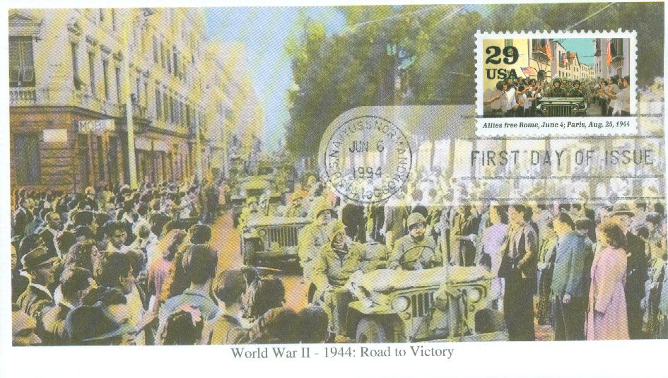 2838f - 1994 29c World War II; Allies Free Rome and Paris - Mystic ...