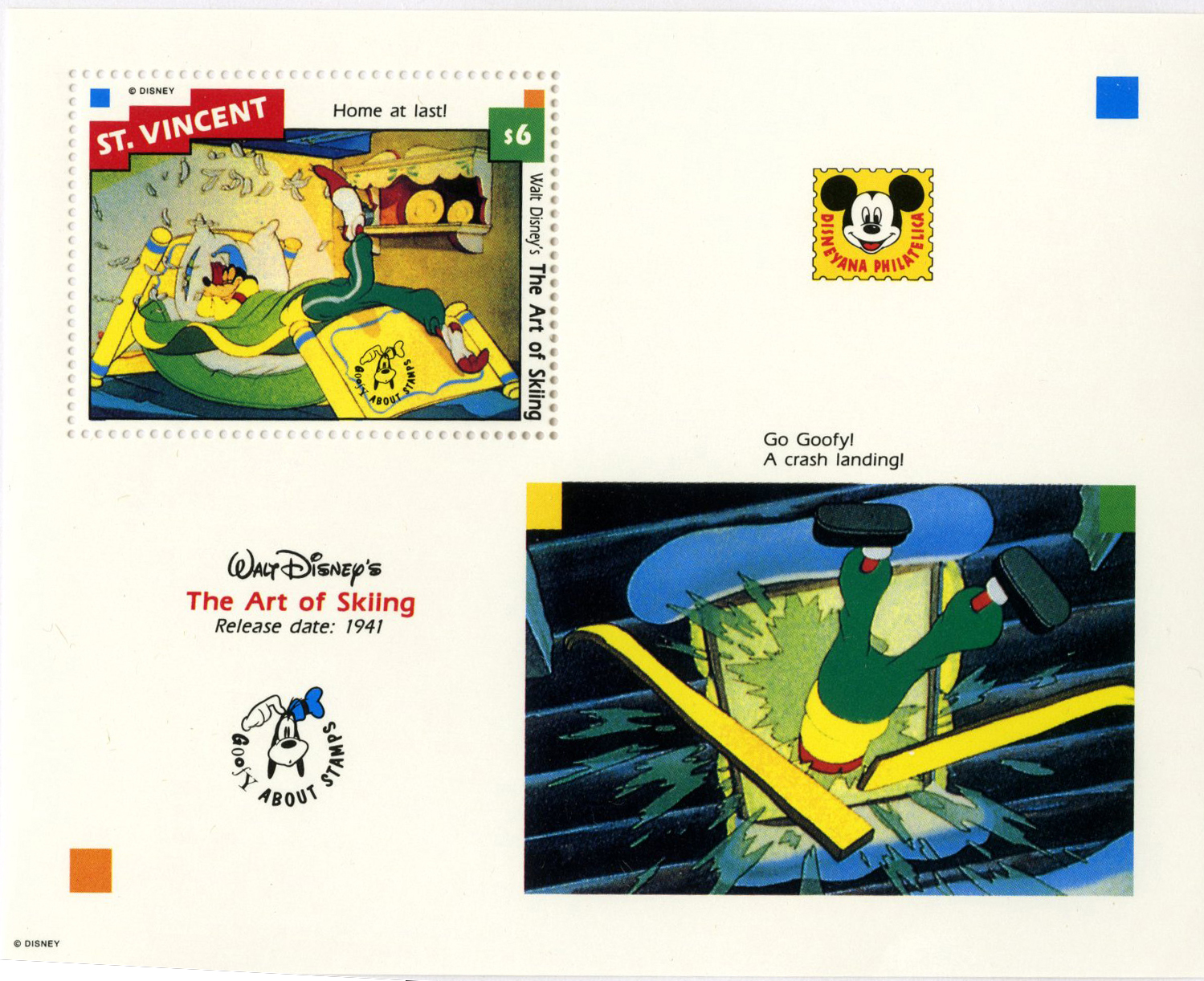 MDS452F - St. Vincent 1992 Goofy in bed, Mint S/S - Mystic Stamp Company