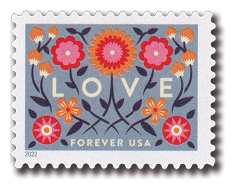 5660 - 2022 First-Class Forever Stamp - Love: Blue Background - Mystic ...