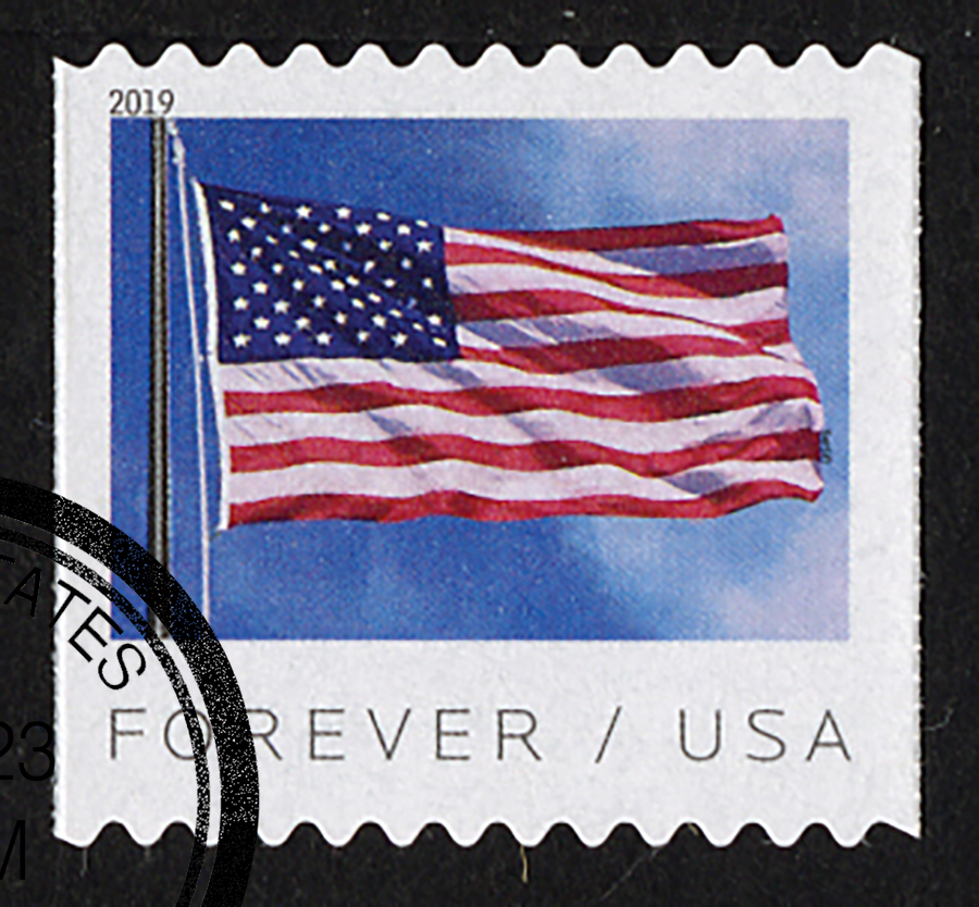 5343 - 2019 First-Class Forever Stamp - US Flag (BCA coil) - Mystic ...