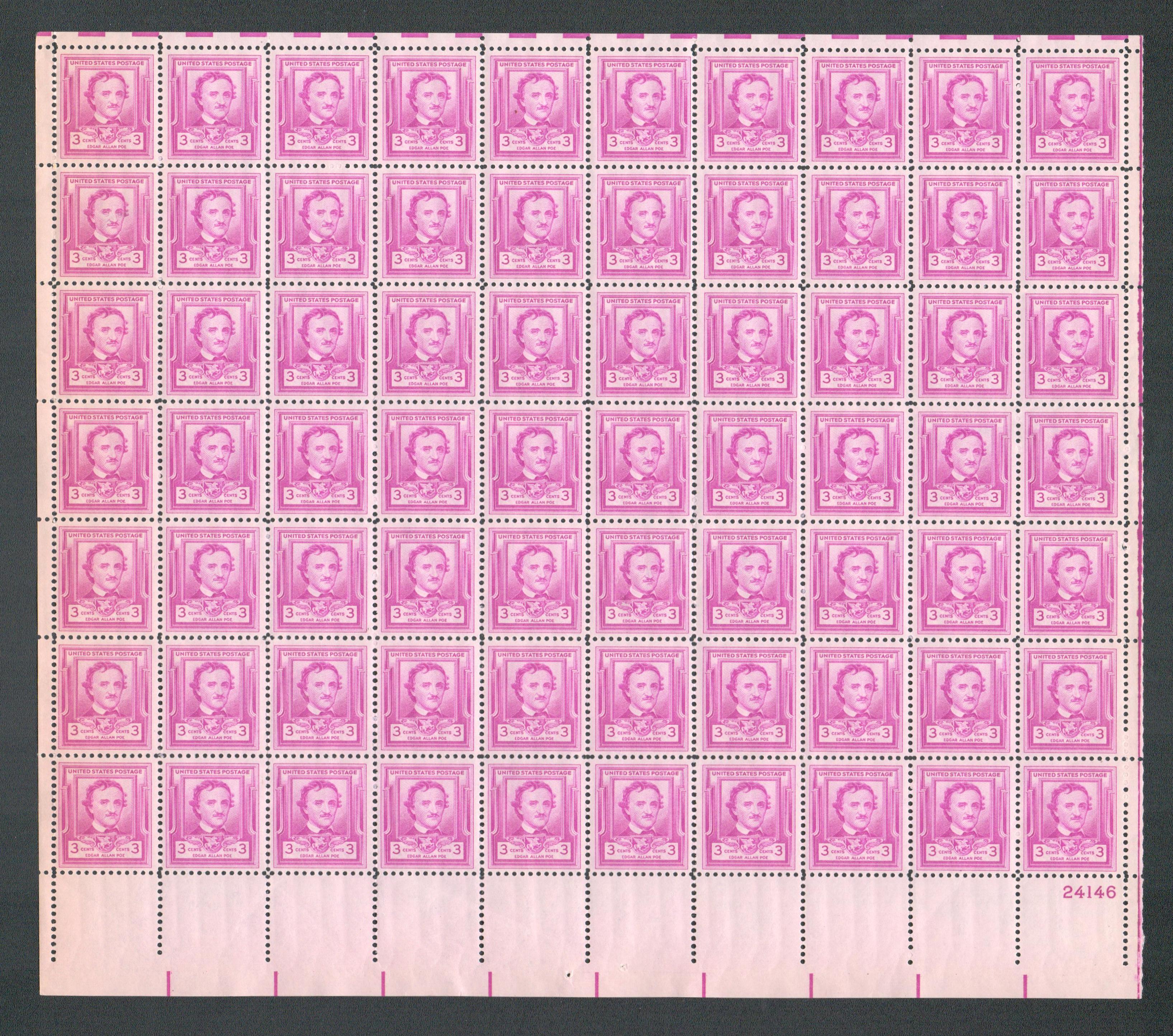 986 - 1949 3c Edgar Allan Poe - Mystic Stamp Company