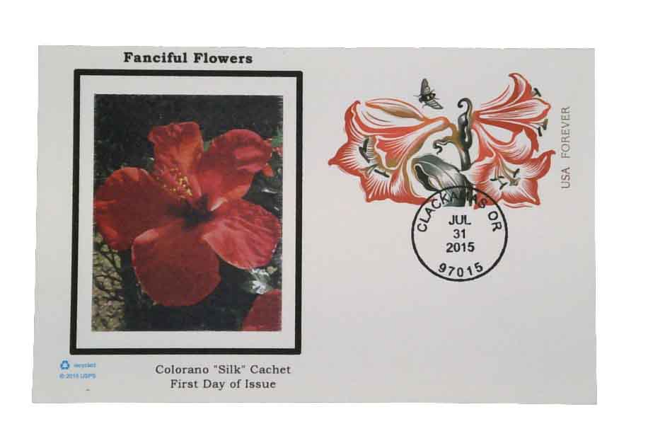 UY53 - 2015 70c Fanciful Flowers - double reply - Mystic Stamp Company