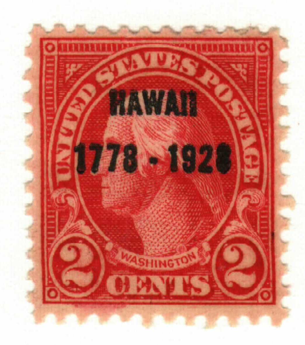 647 - 1928 2c Discovery of Hawaii, carmine - Mystic Stamp Company