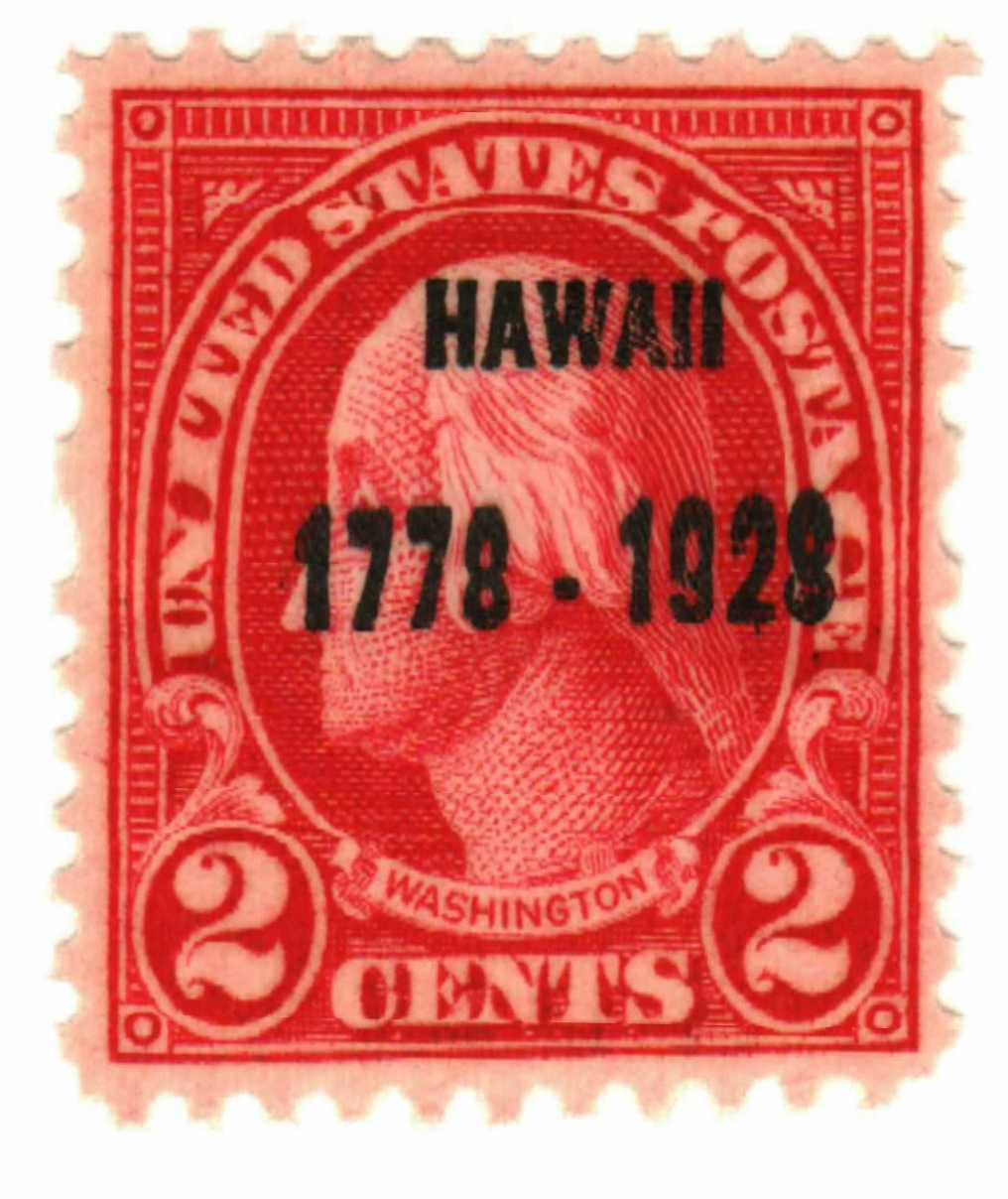 647 - 1928 2c Discovery of Hawaii, carmine - Mystic Stamp Company