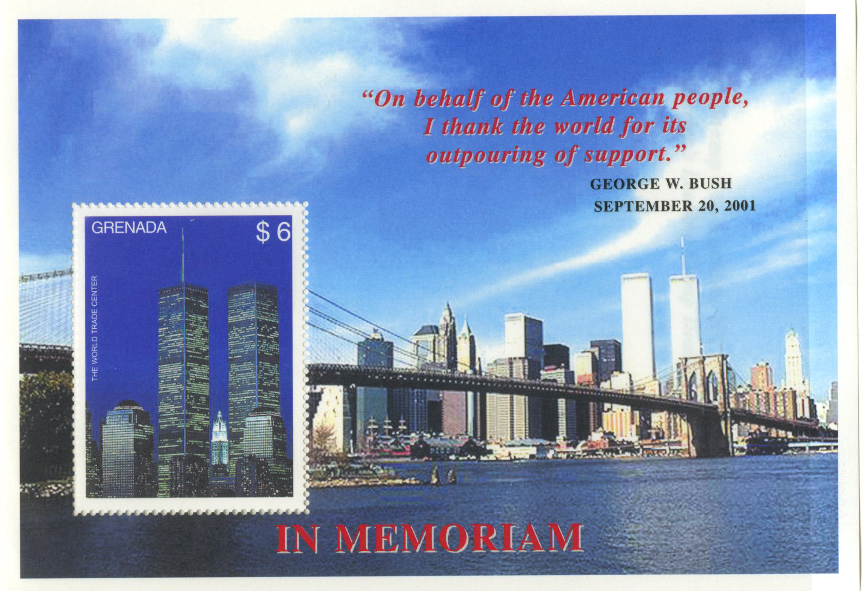 M7558 - 2002 Grenada $6 World Trade Center S/S - Mystic Stamp Company