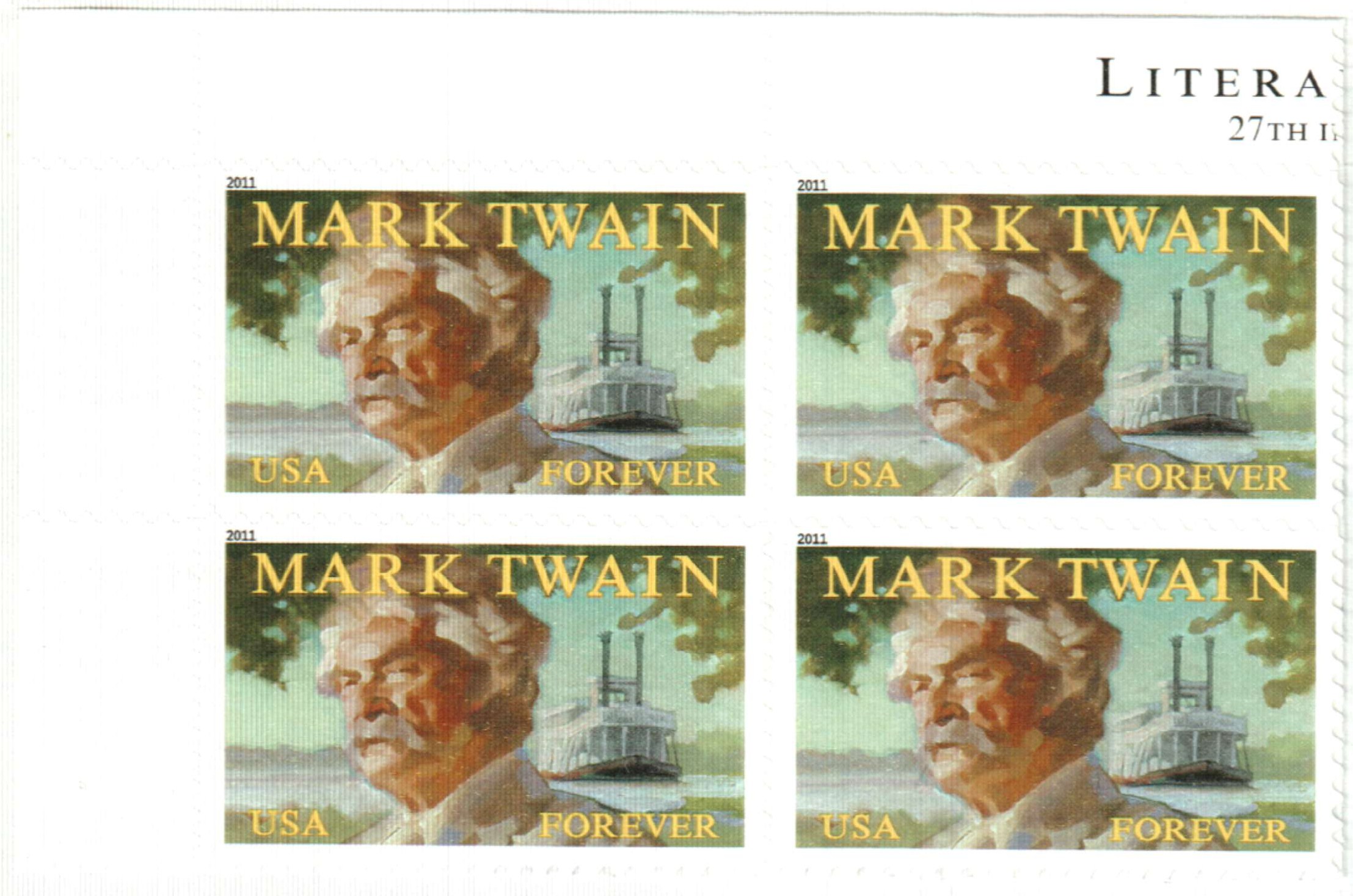4545 - 2011 First-Class Forever Stamp - Mark Twain - Mystic Stamp Company