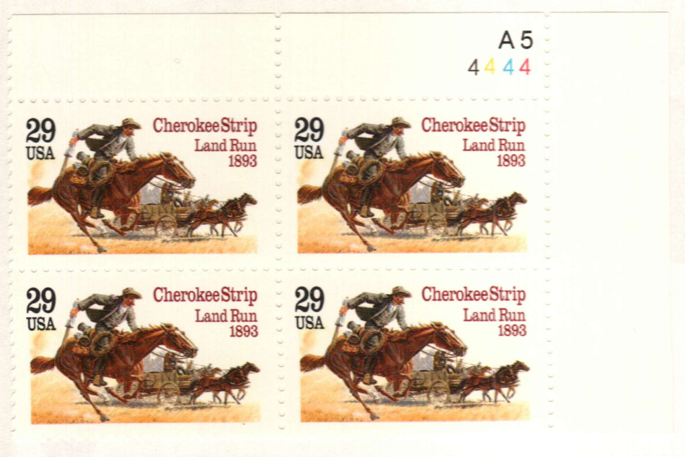 2754 - 1993 29c Cherokee Strip Land Run - Mystic Stamp Company