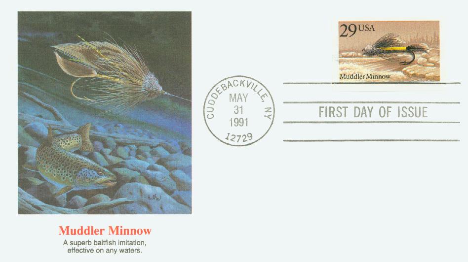 2549 - 1991 29c Fishing Flies: Muddler Minnow - Mystic Stamp Company