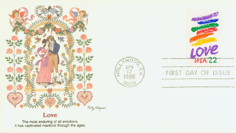 2143 - 1985 22c Love Series: Love Crayon - Mystic Stamp Company