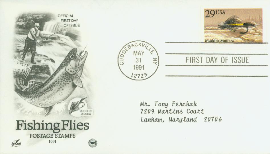 2549 - 1991 29c Fishing Flies: Muddler Minnow - Mystic Stamp Company