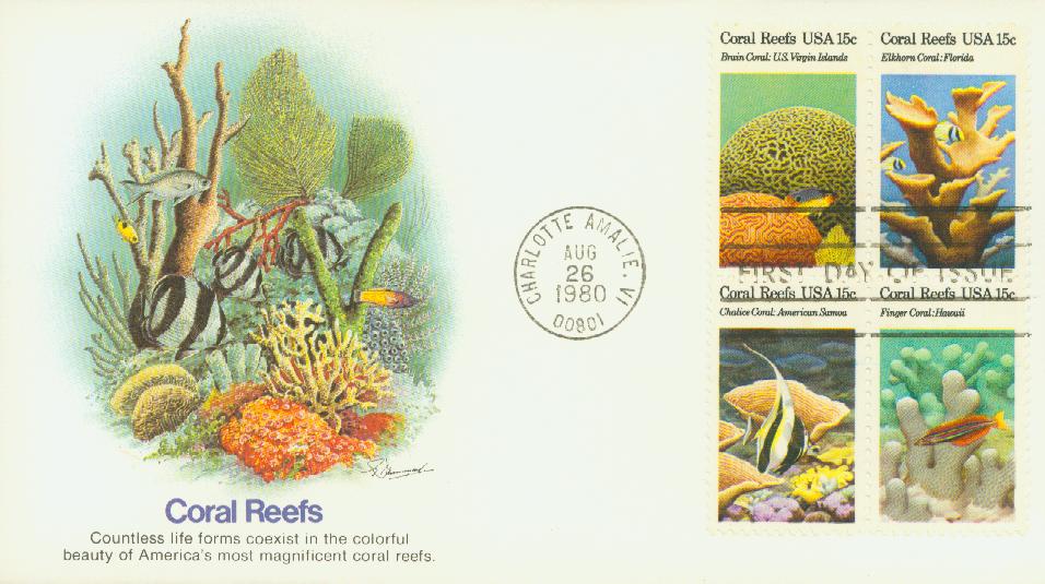 1827-30 - 1980 15c Coral Reefs - Mystic Stamp Company