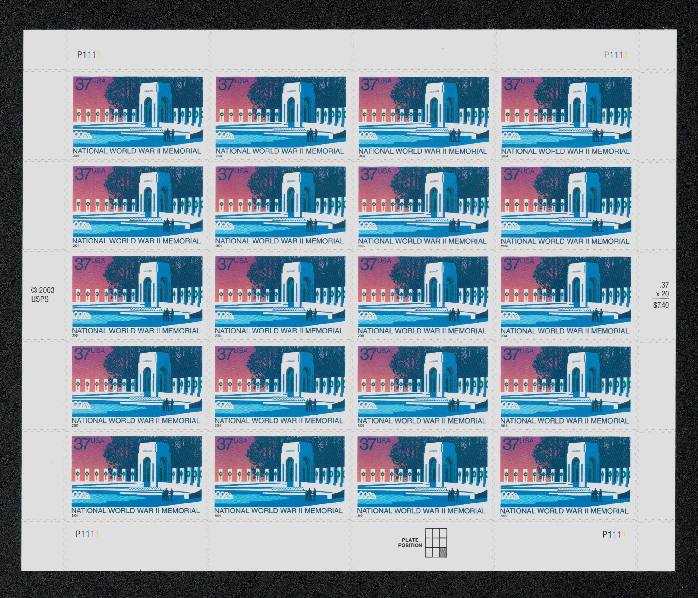 3862 - 2004 37c National World War II Memorial - Mystic Stamp Company