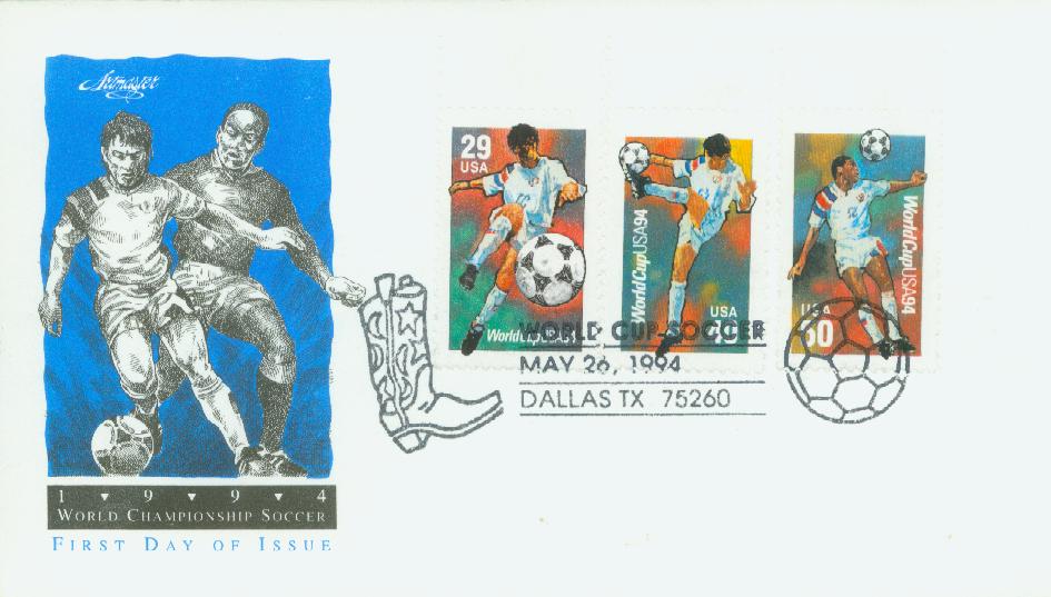 2834-36 - 1994 29-50c World Cup Soccer - Mystic Stamp Company