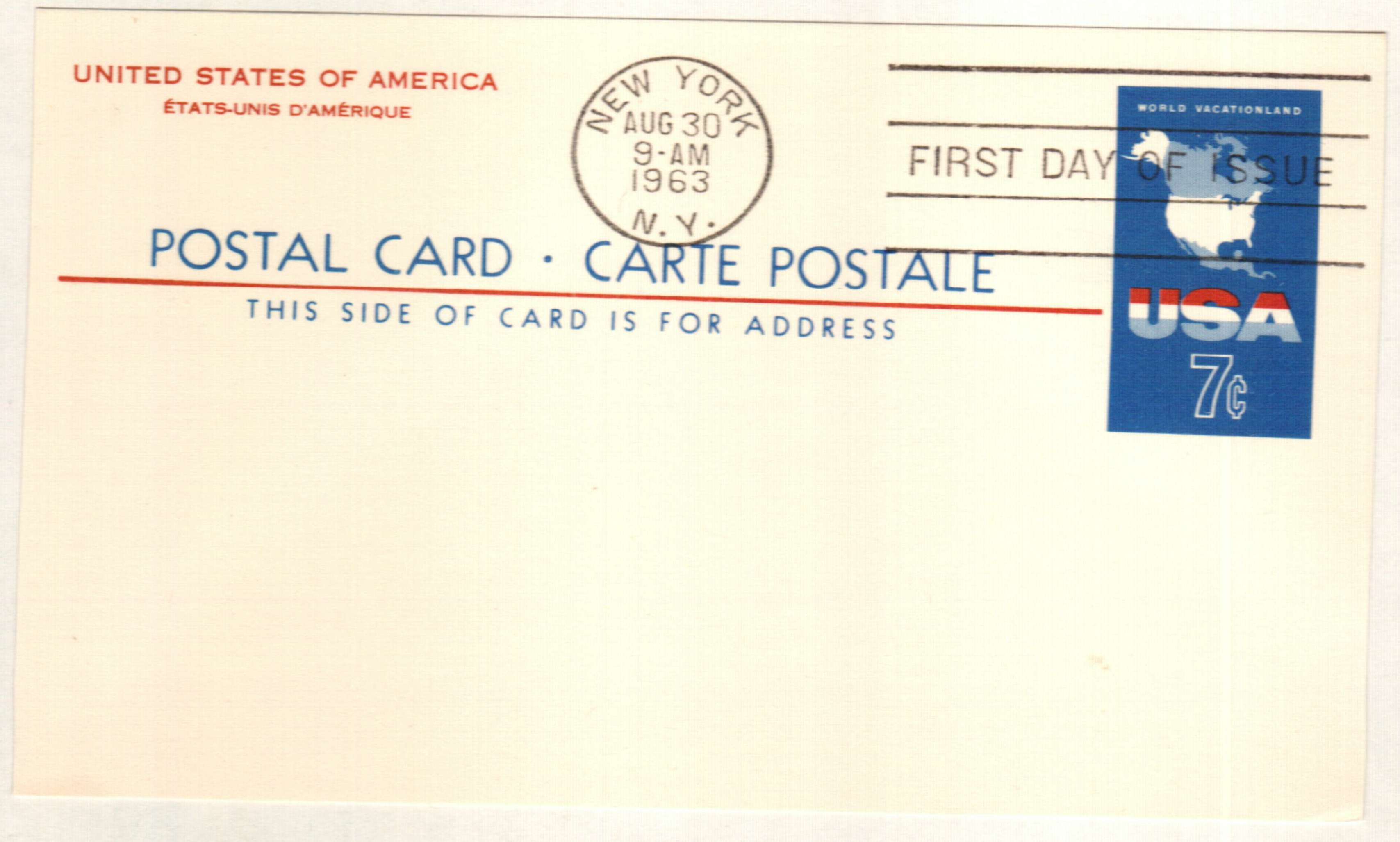 UX49 - 1963 7c Postal Card - New York - Mystic Stamp Company