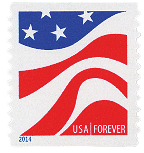 4897 - 2014 First-Class Forever Stamp - Red, White and Blue: Flag with ...