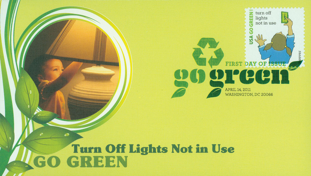 4524d - 2011 First-Class Forever Stamp - Go Green: Turn Off Lights Not ...